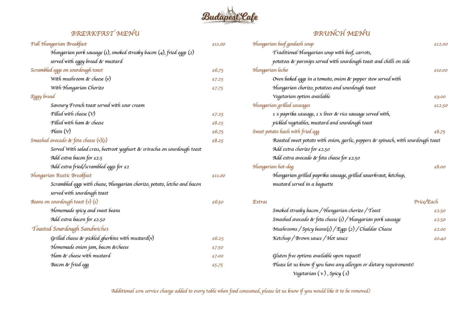 Menu - Budapest Cafe Bristol